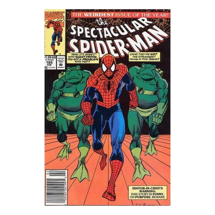 Spectacular Spider-Man (1976) # 185 Newsstand (7.0-FVF) Frog-Man Leap ...