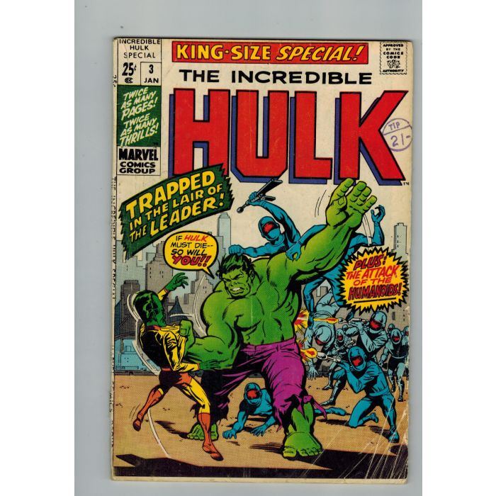 Incredible Hulk (1962) ANNUAL # 3 (3.0-GVG) (1962042) 1.5'' spine split ...